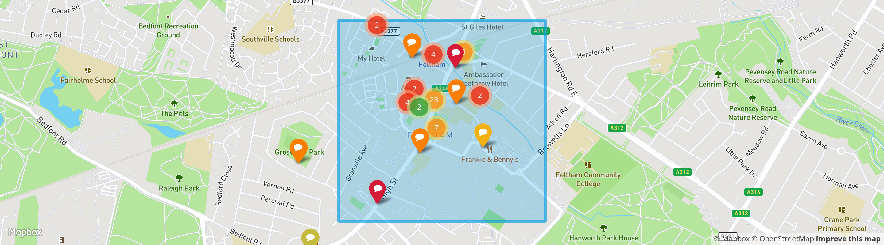 Look Back At Feltham Town Centre Map with Commonplace